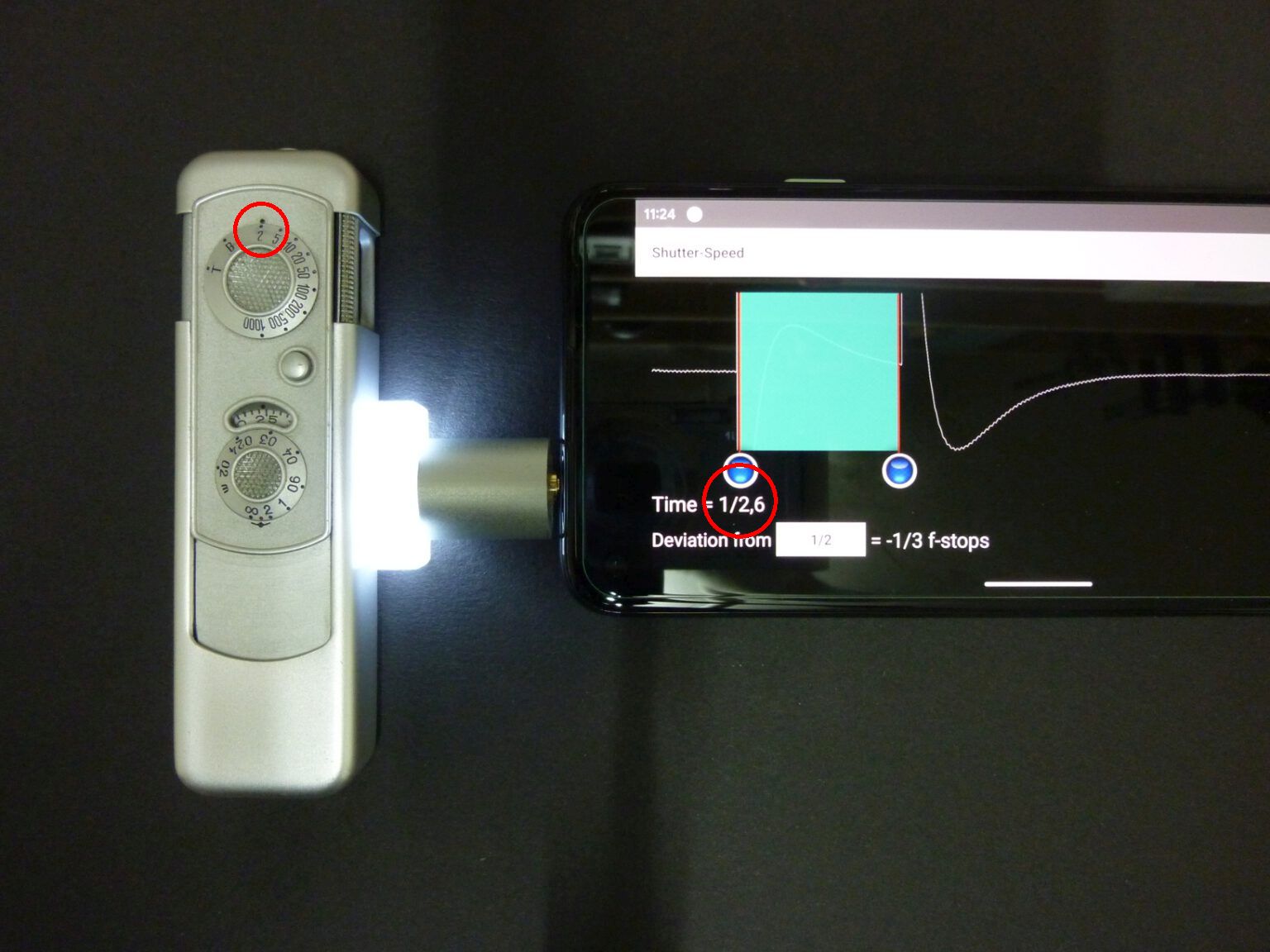 Checking shutter speeds of Minox 8x11 cameras